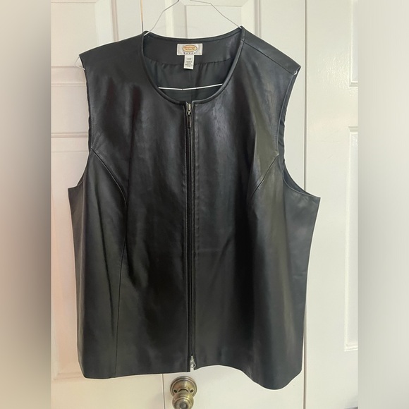 Talbots | Jackets & Coats | Talbots 22 Woman Plus Black Leather Zipup ...